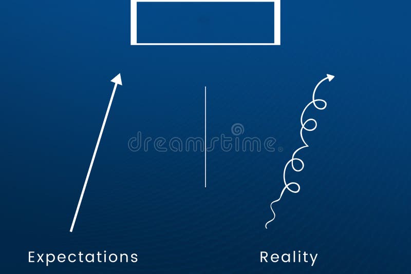 Expectations vs reality. stock illustration. Illustration of plan ...