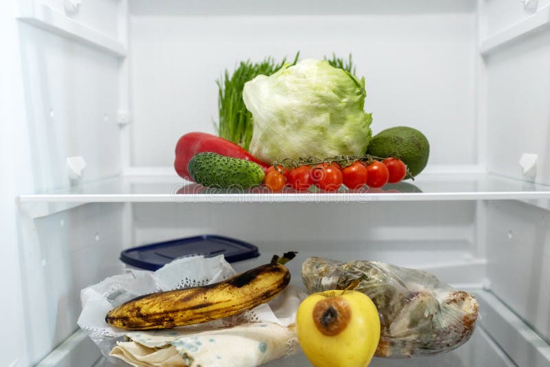 The Difference between the Produce Shelf with Fresh Vegetables and the ...