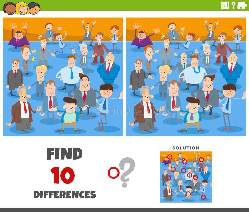 Differences Activity with Cartoon People Characters Group Stock ...