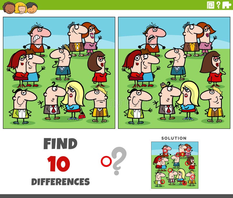 Differences Activity with Funny Cartoon Pupils and Students Stock ...