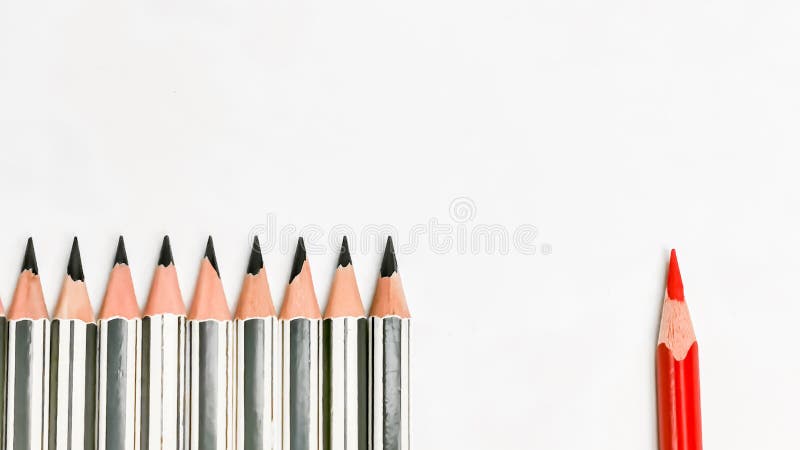 Differences and Discrimination Concept. a Row Black Pencils with One ...
