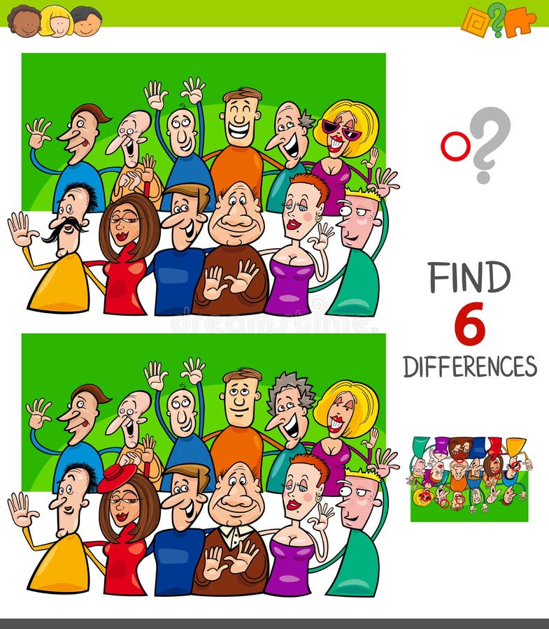 Differences Game with People Characters Group Stock Vector ...