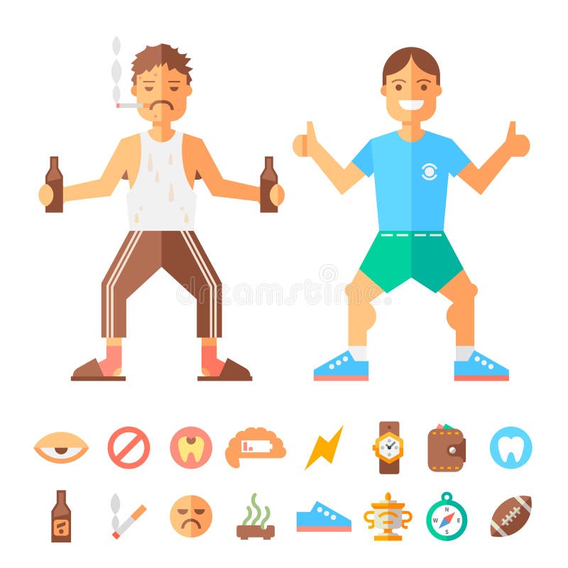Differences Lifestyle of Good and Bad Guy Stock Vector - Illustration ...