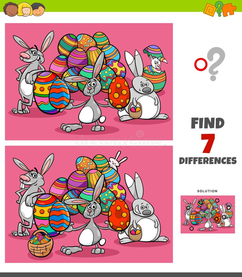 Differences Task with Cartoon Easter Characters Stock Vector - Illustration of application ...