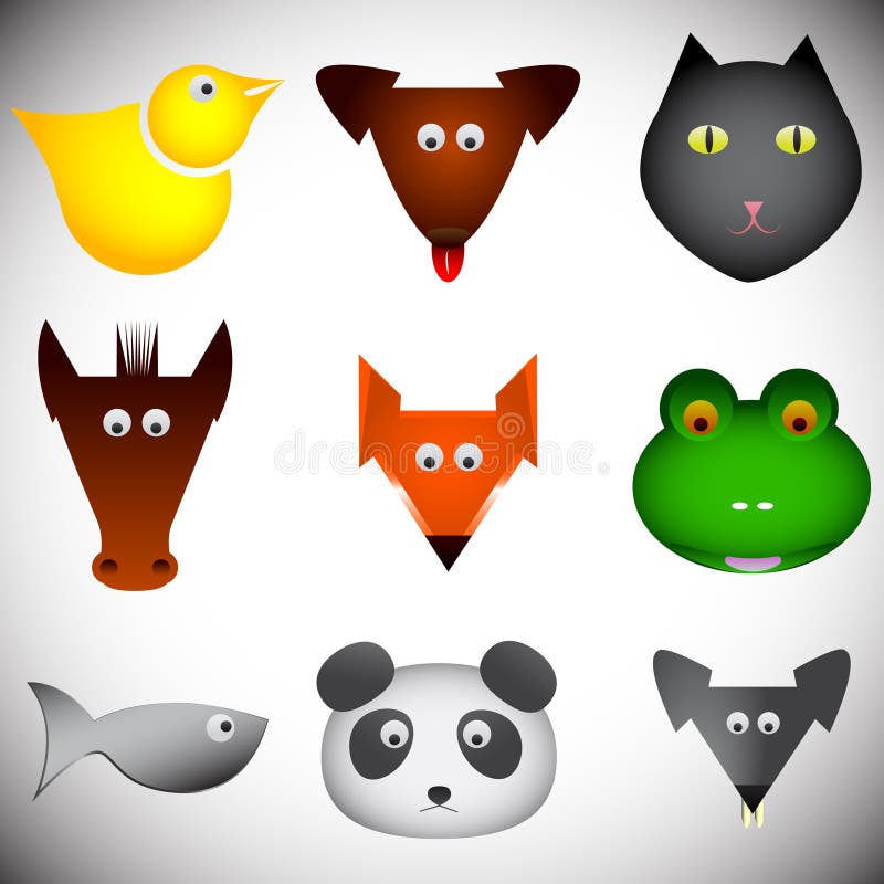 Different Abstract Animals Set, Vector Illustration Stock Vector ...