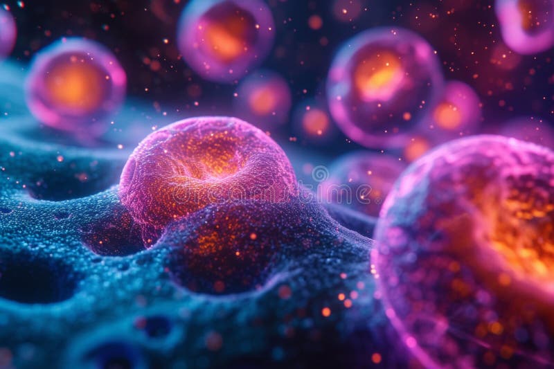 Different Abstract Colorful Stem Cell Under Microscope. a Close-up ...