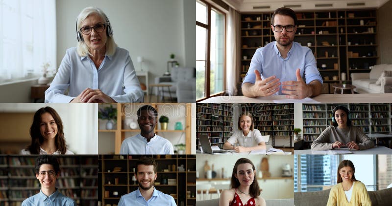 Different Age and Race People Using Video Call Application Stock Photo ...