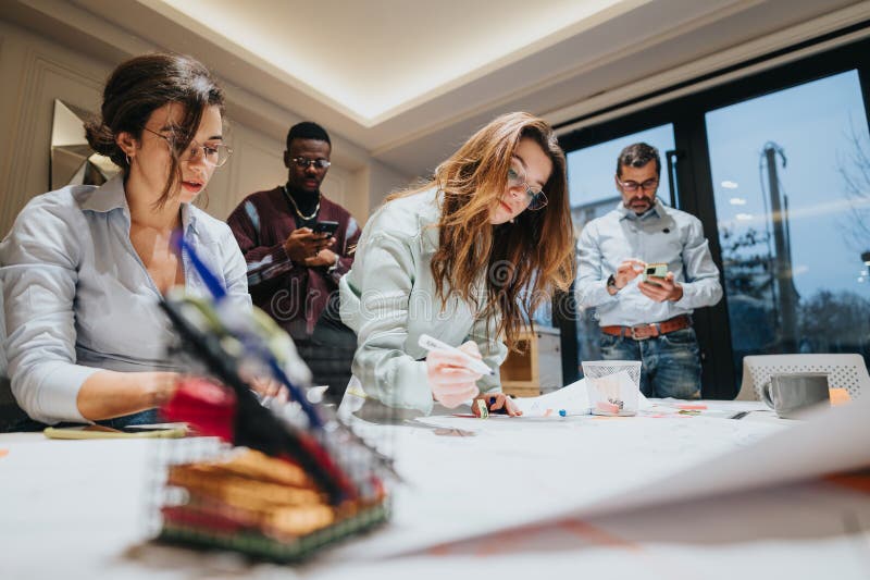 Different Aged Team of Business Colleagues Collaborates in a Meeting ...