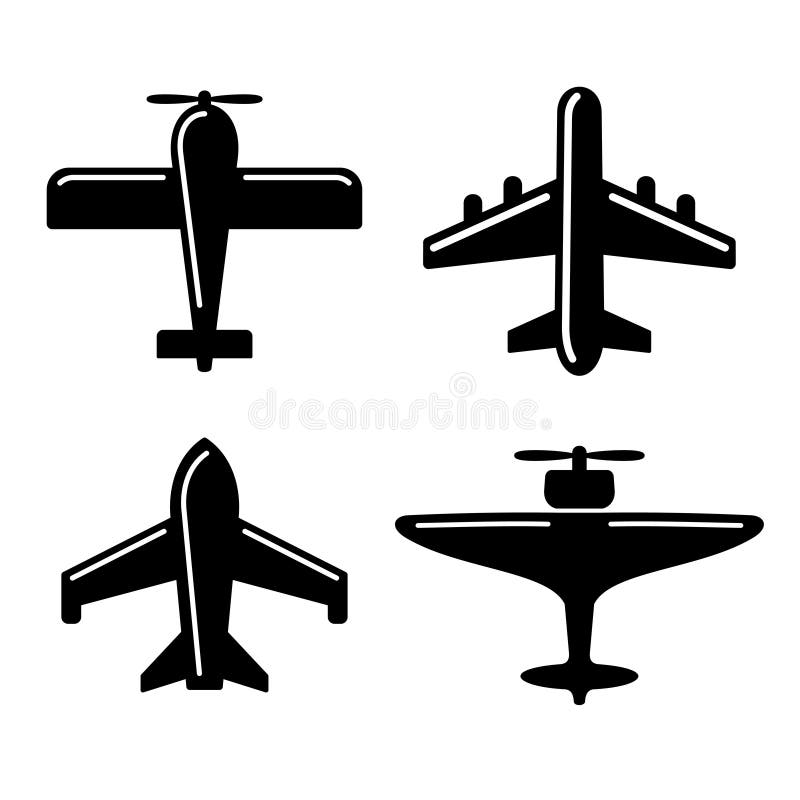Different Airplane Icons Set. Vector Stock Vector - Illustration of ...