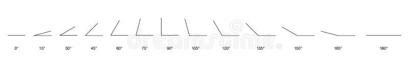 Different Angles Degrees Icon Set. Stock Vector - Illustration of ...