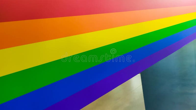 Different Angles of a Horizontal Rainbow Vibrant Color Sticker Stock ...