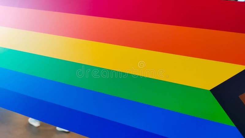 Different Angles of a Horizontal Rainbow Vibrant Color Sticker Stock ...