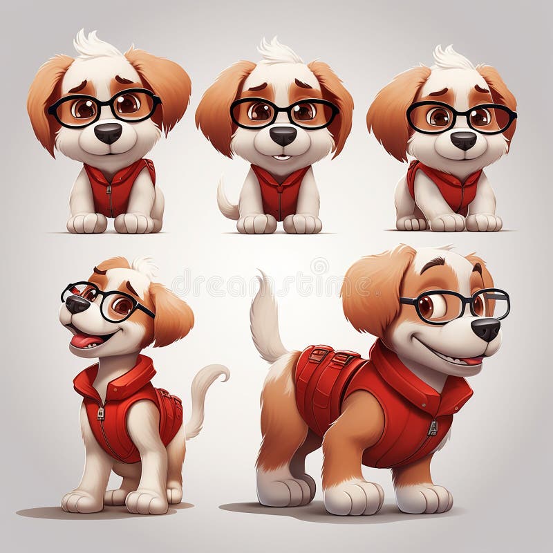 Beautiful Dog Character in a Solid Background Stock Illustration ...