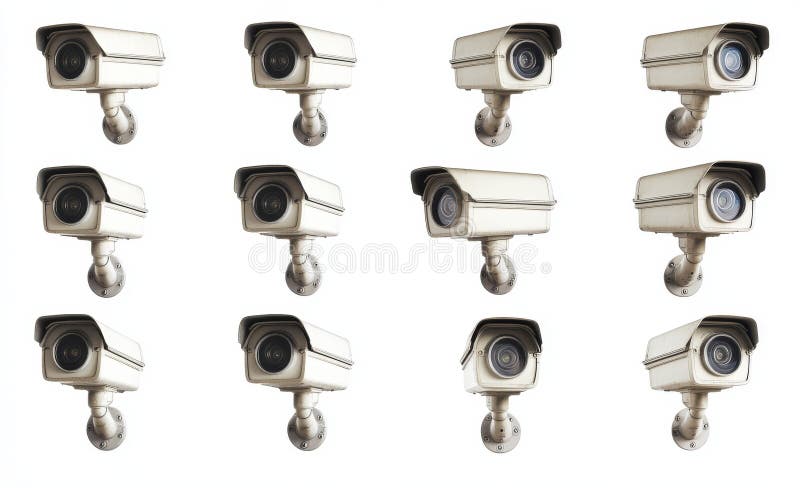 Different Angles of Surveillance Cameras Isolated on a Transparent ...