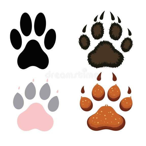 Different Animal Paw Print Vector Collection Stock Illustration ...