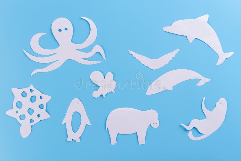 Different Animals Made of Paper Stock Image - Image of ocean, marine ...
