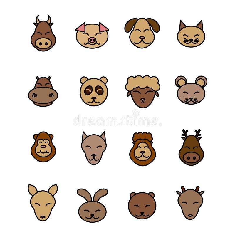 Different Animals Vector. Icons Set Brown Pet. Stock Vector ...