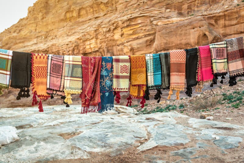 Different Arabian Shemagh Scarf on the Rope Stock Photo - Image of ...