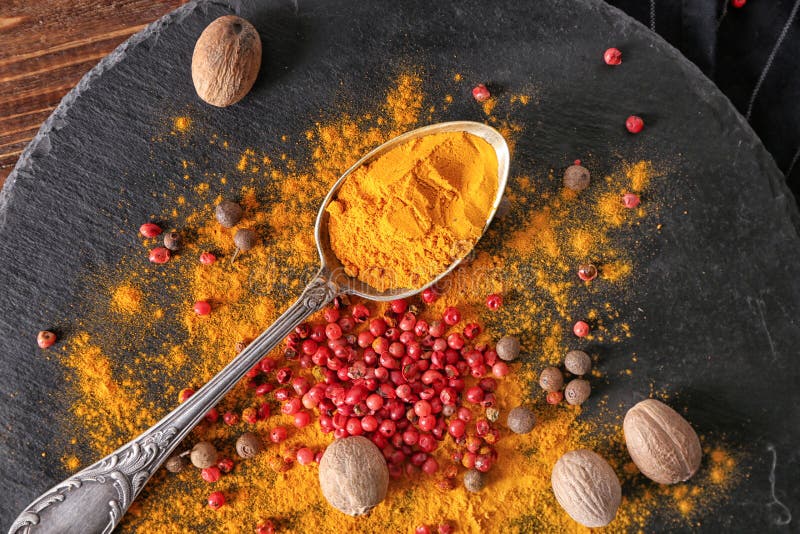 Different Aromatic Spices on Slate Plate Stock Photo - Image of ... Different Aromatic Spices on Slate Plate Stock Photo - Image of ...