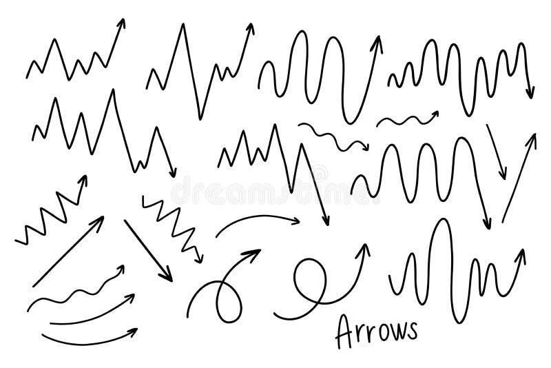Different Arrows and Diagram Doodle Set, Vector Stock Vector ...