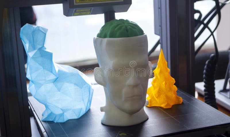 Different Art Models Printed on a 3D Printer. Models of a Prototype ...