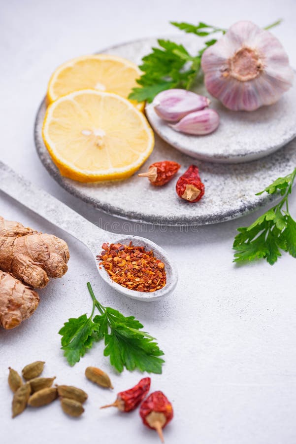 Different Asian Spices in Small Bowls Stock Photo - Image of cook ...