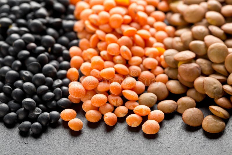 Different Assorted Lentils Mix with Red, Brown and Black Beluga Lentils ...