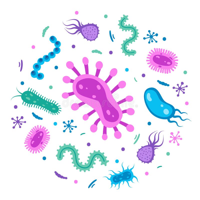 Different Bacteria, Pathogenic Microorganisms in a Circle. Bacteria and ...