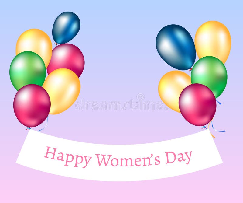 Different Balloon 8 March with Banner Stock Vector - Illustration of ...