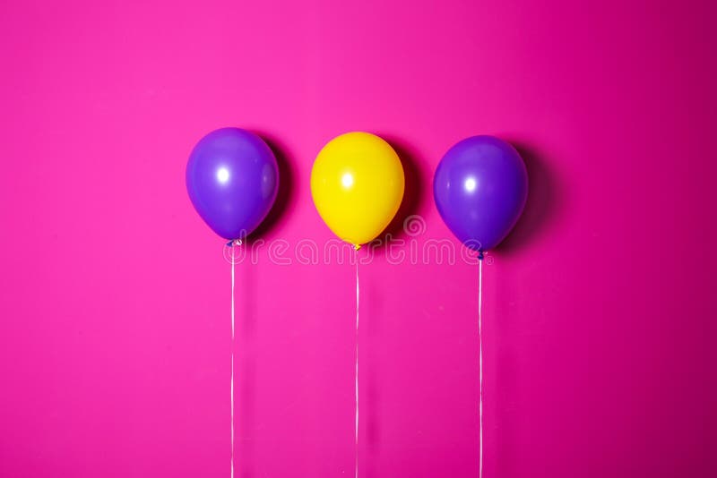 Different Balloons Near Wall. Festive Decor Stock Photo - Image of ...