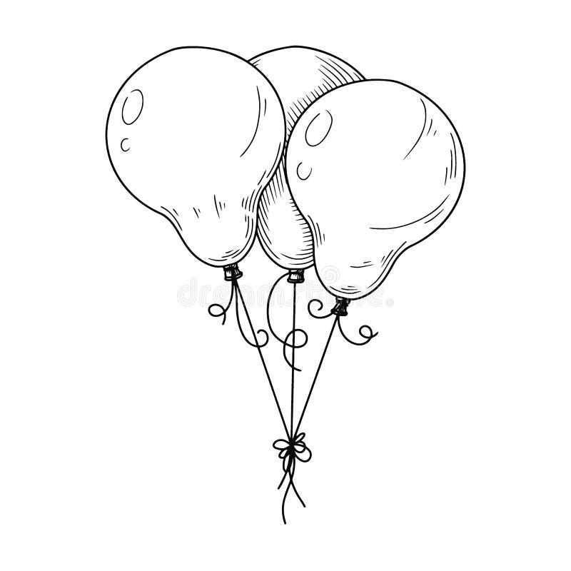 Balloon String Sketch Stock Illustrations – 531 Balloon String Sketch ...