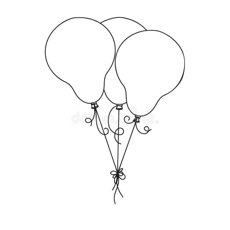 Different Balloons. Inflatable Balls on a String Stock Illustration ...