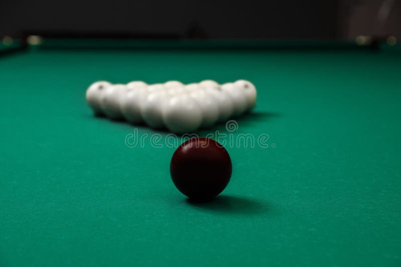 Billiard Table with Wooden Cues, Rack and Balls on White Background ...