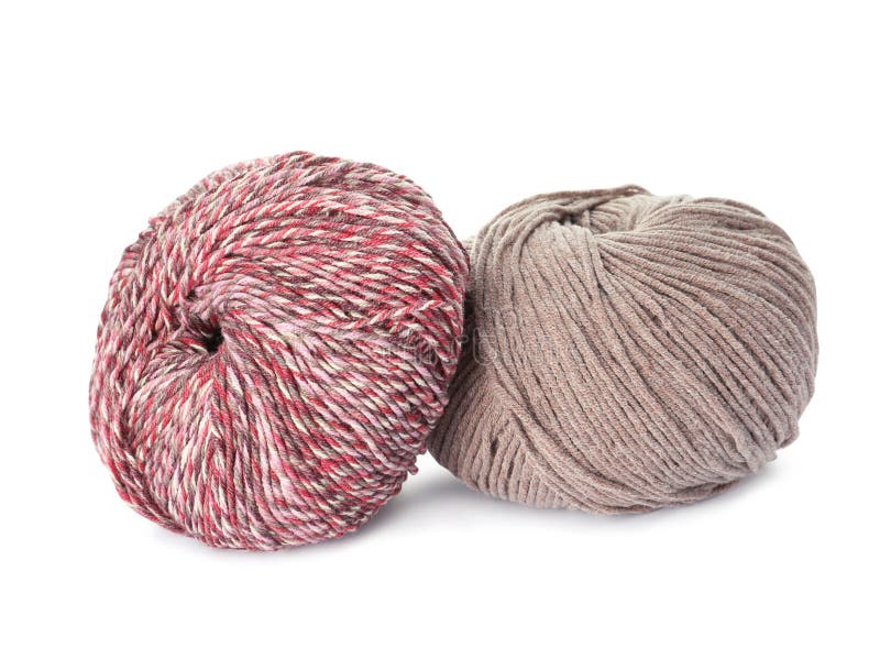 Different Balls of Woolen Knitting Yarns on White Background Stock ...