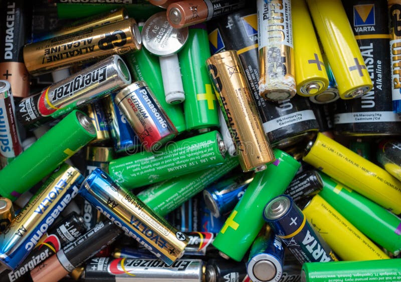 Old used batteries editorial photography. Image of waste - 195438472