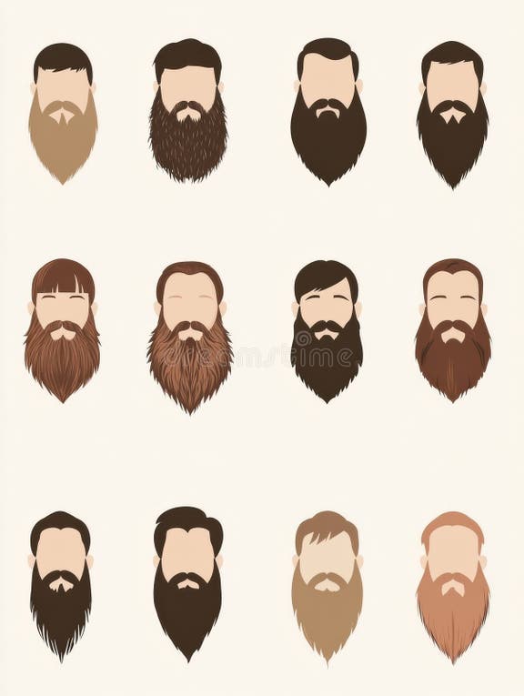 Different Beard Styles Illustrated in Flat Design on a Neutral ...