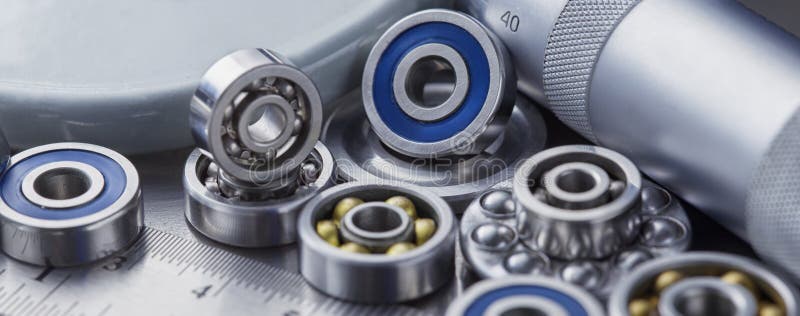 Different Bearings on a Metal Background. Part of Mechanism Stock Image ...