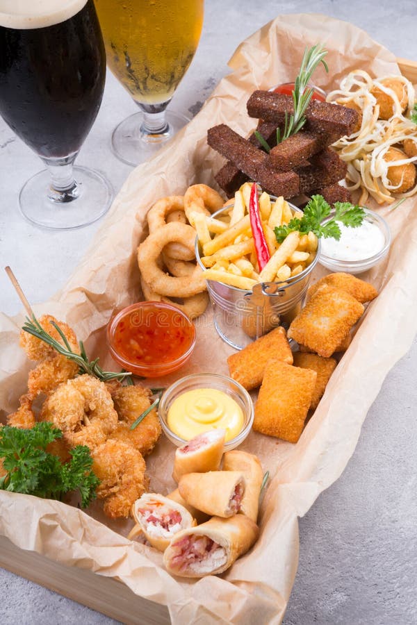 Different Beer Snacks Served on a Platter Stock Photo - Image of finger ...