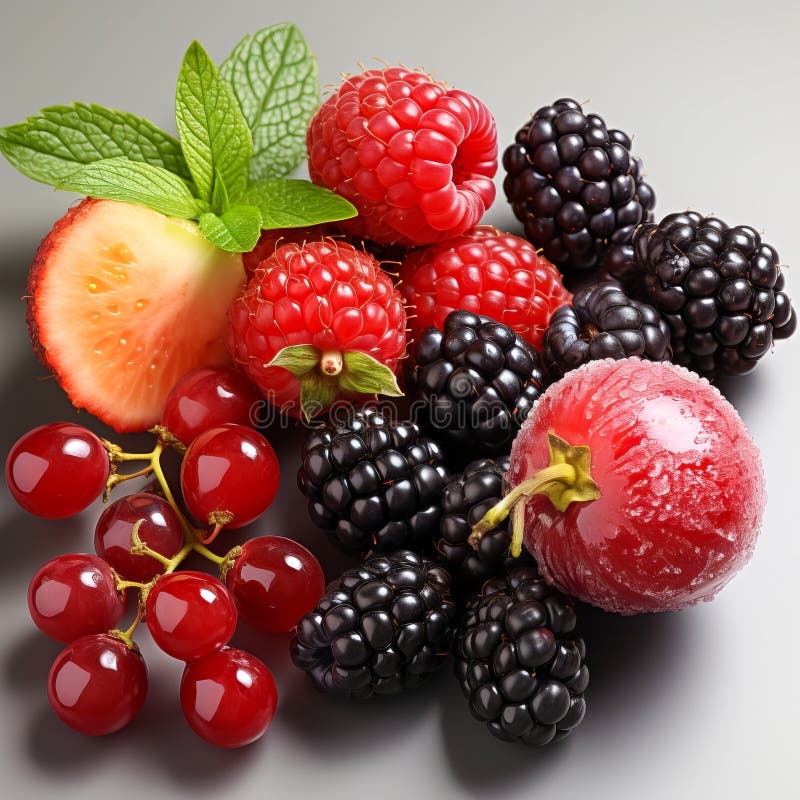 Different Berries Isolated on a White Background. Close Up View of Nice ...