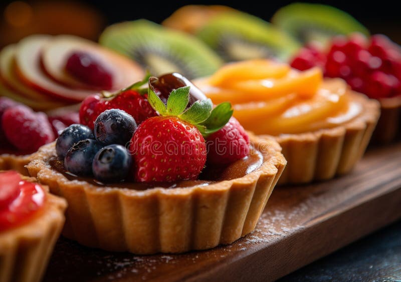 Different Berry Tarts on Table . Delicious Pastries, AI Generated Stock ...
