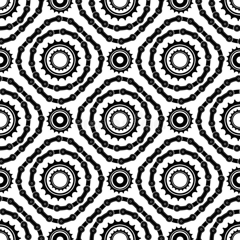 Different Bicycle Chain Frames Seamless Pattern Isolated on White Background Stock Vector ...