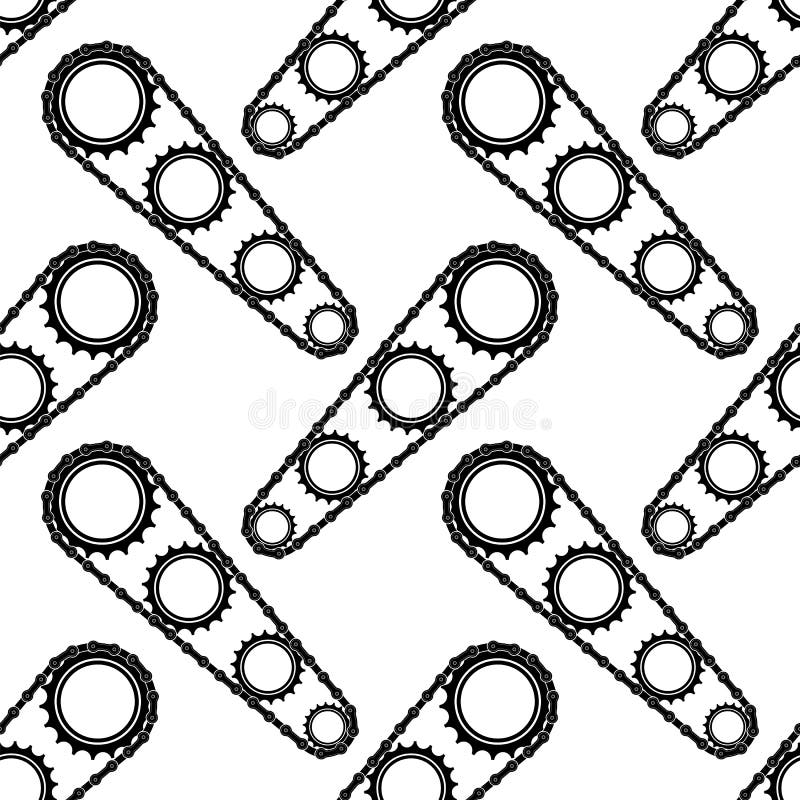 Different Bicycle Chain Frames Seamless Pattern on White Background ...