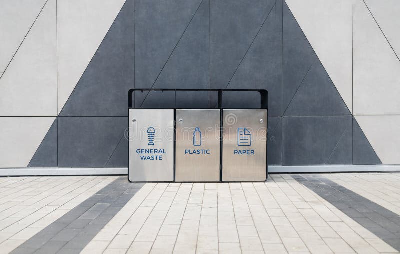 Different Bins for Collection of Recycle Materials. Recycling Various ...