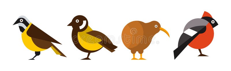 Different Birds and Avians As Feathered Flying Creature Vector Set ...