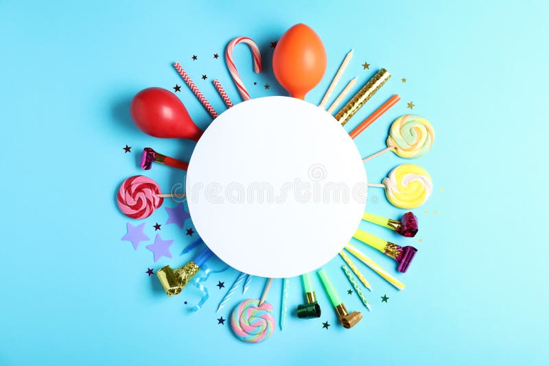 Set of Different Birthday Items on Background Stock Image - Image of ...