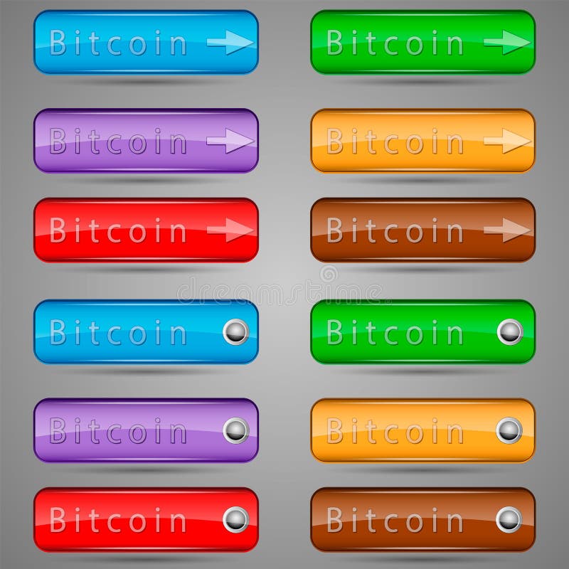 Different bitcoin buttons stock vector. Illustration of button - 92206206