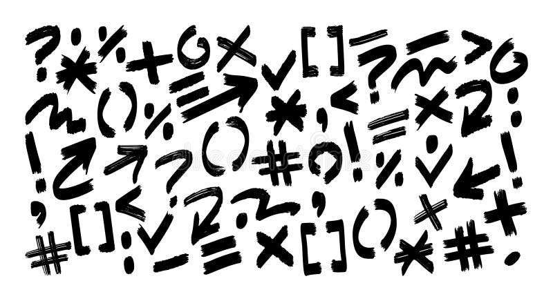Different Black Brush Stroke Punctuation Elements, Marks, Arrows and ...