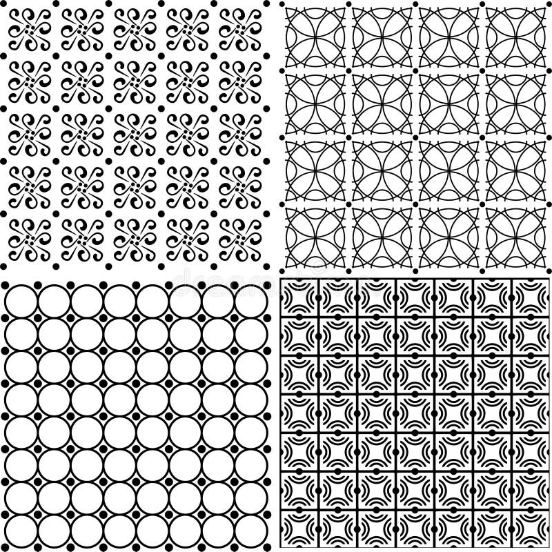 Black Vector Geometric Seamless Patterns on a Transparent Background ...