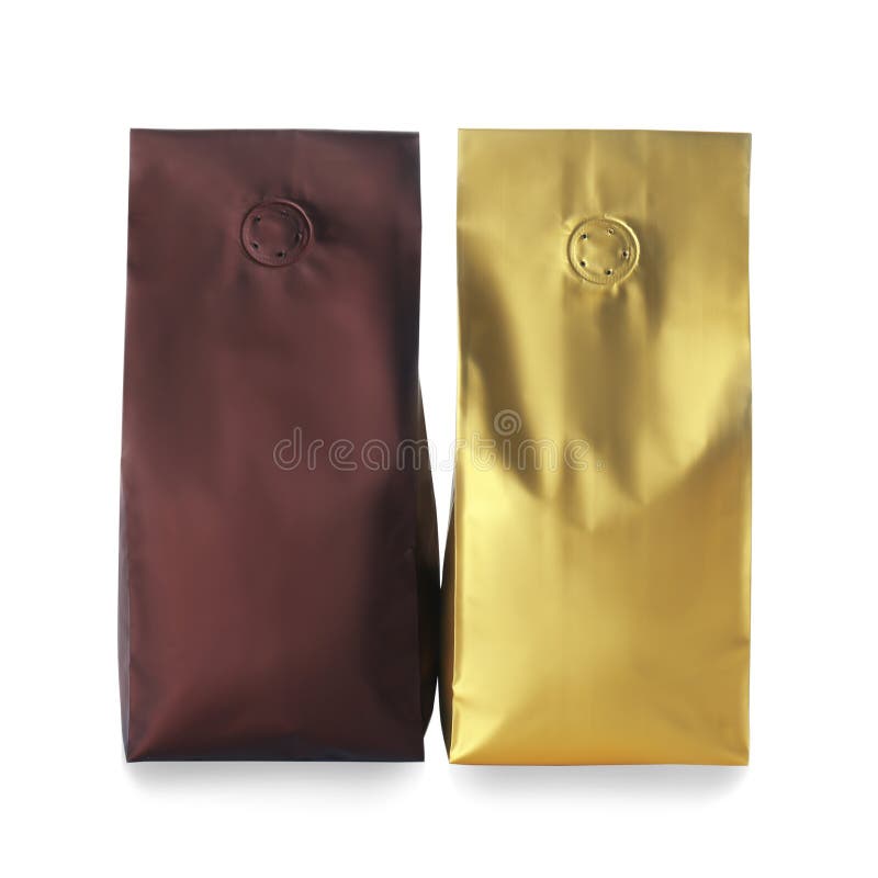Different Blank Foil Packages Isolated on White Stock Image - Image of ...
