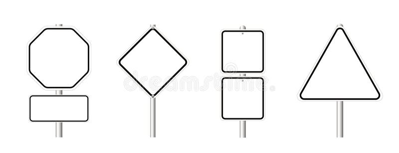 Different Blank Road Signs on White Background, Collage Design Stock ...